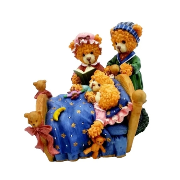 Accents | Vtg The Bearsley Family Collection 1999 Anco Tucked In Bed ...